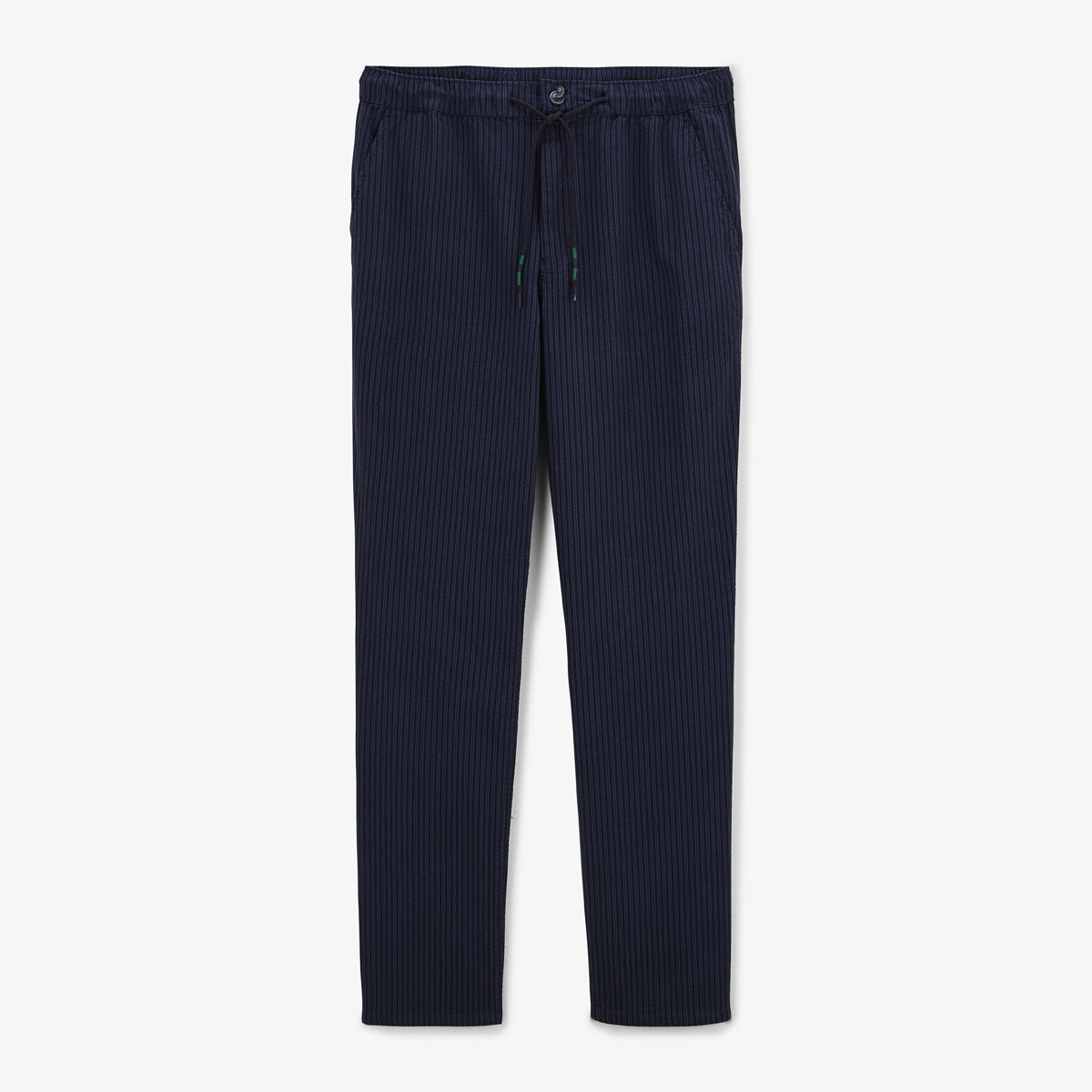 Pantalon 554 coupe large rayé bleu foncé en coton – Serge Blanco